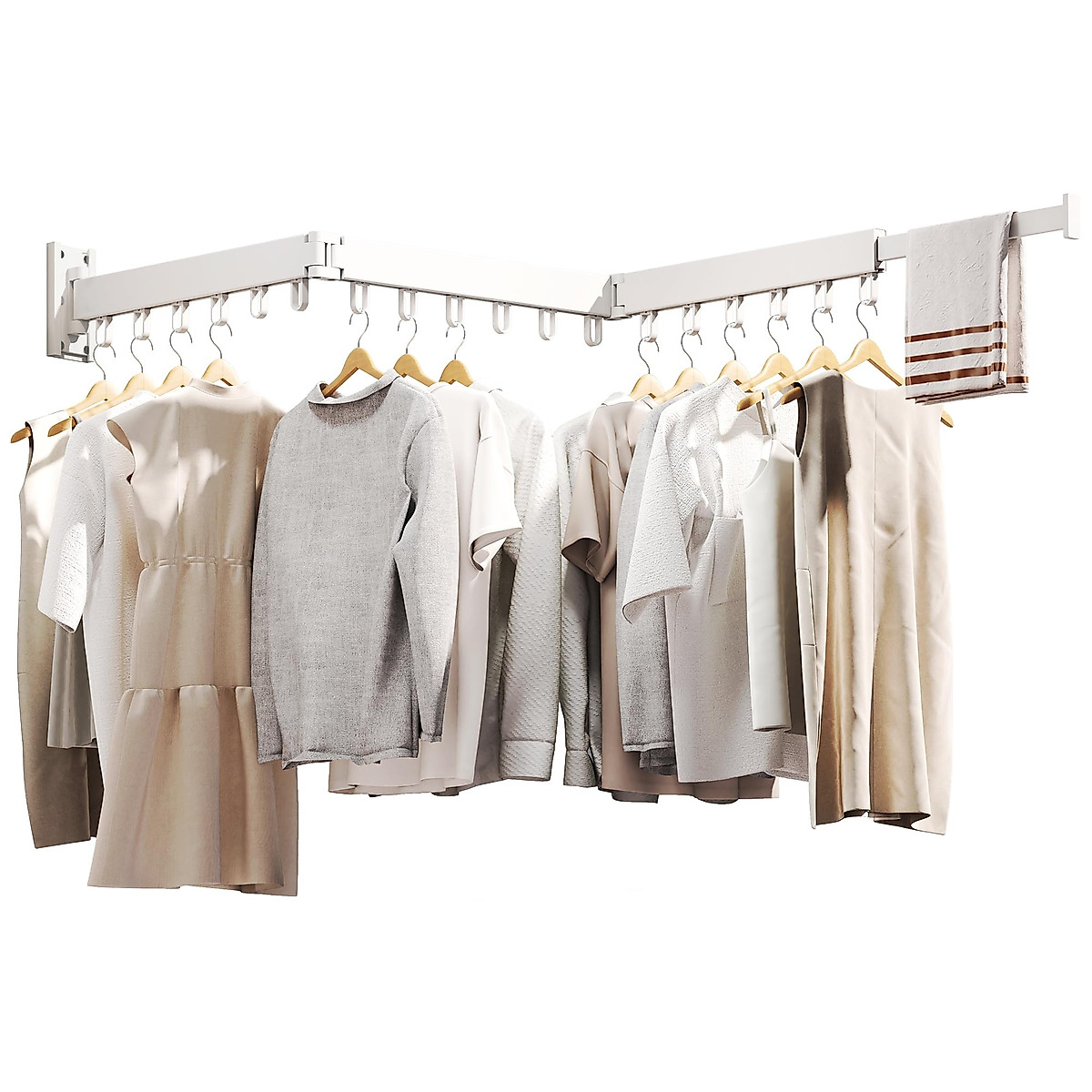 BOQORAD Wall Mounted Drying Rack,Clothes Drying Rack,Laundry Drying Rack,Collapsible Drying Racks for Laundry,Retractable Drying Rack Clothing,Clothes Dryer Rack,Clothes Hanging Rack