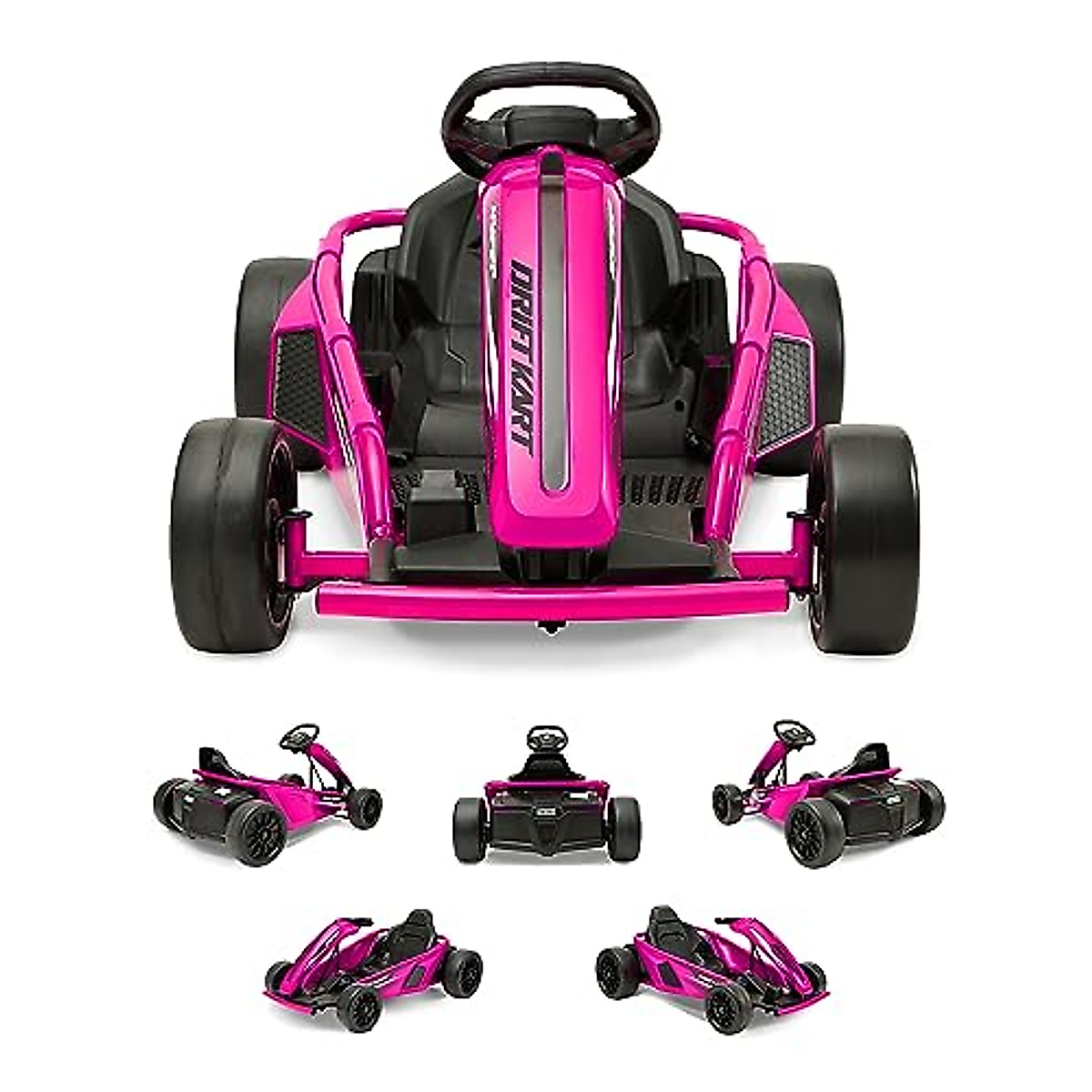 Hyper 24V Ride-On Electric Go Kart for Kids 8-14 Years, 3-Speed Setting with Drift Kart Mode, Foot Accelerated Pedal, Up to 9MPH Speed, 154 Lbs Max Weight, Ergonomic Seat & Sturdy Steel Frame, Pink