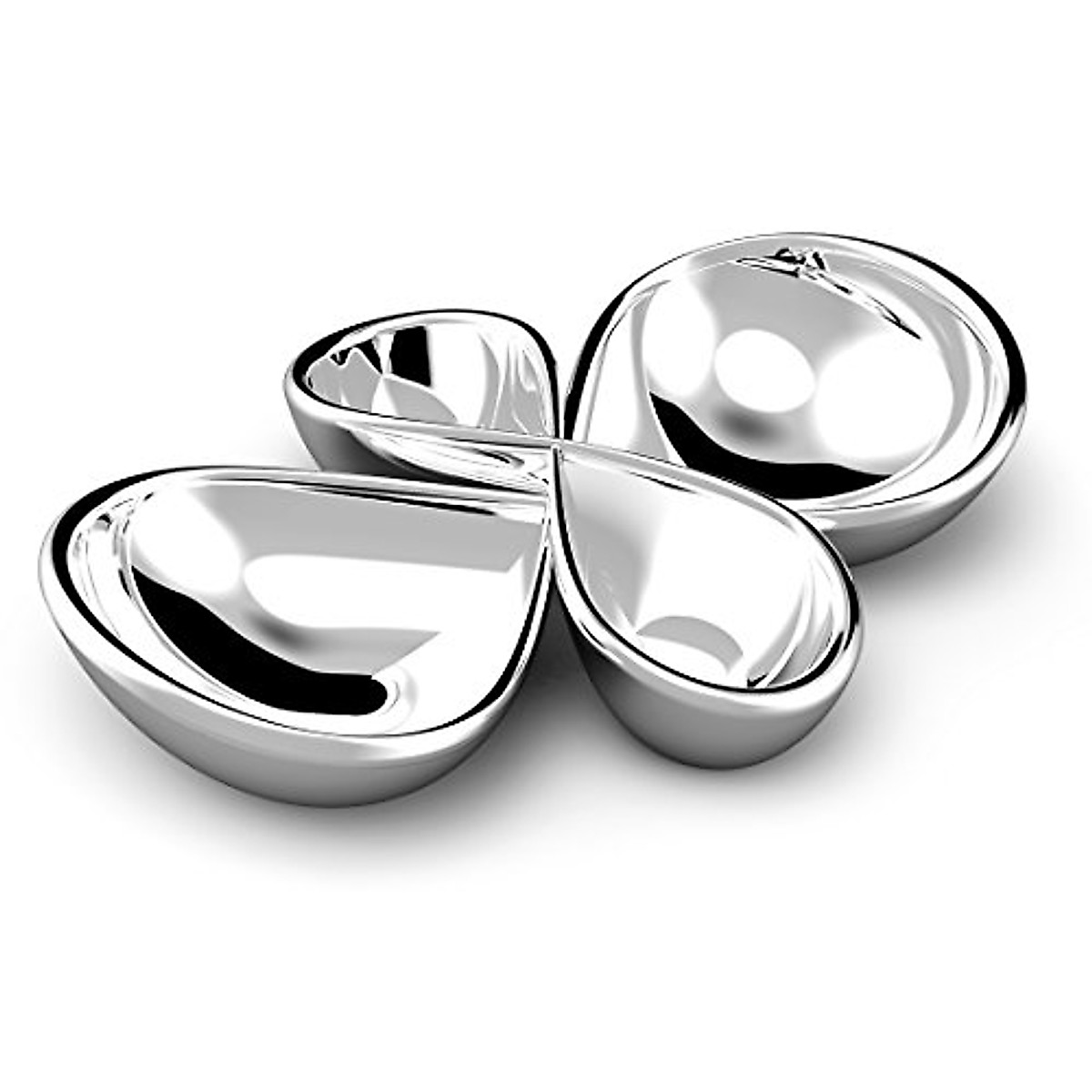 nambe Infinity Serving Trays | 2-Piece Set | Bowls Can Be Heated or Chilled | Serve Dips, Salsa, Appetizers, Olives and More | Made of Nambé Alloy | 16" L x 12” W | Designed by Wei Young