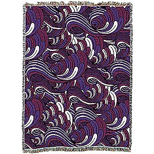 Pure Country Weavers Serene Waves Blanket Wine - Patterns Gift Tapestry Throw Woven from Cotton - Made in The USA (72x54)