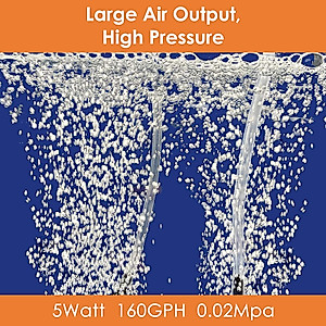 AquaMiracle Aquarium Air Pump 160GPH 0.02MPa 5W Quiet Fish Tank Air Pump Aquarium Bubbler Hydroponics Air Pump Oxygen Pump Pond Aerator for up to 300 Gallon Water