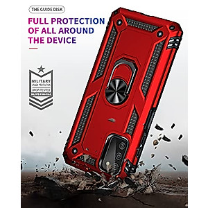 YZOK for Samsung Galaxy A03S Case,Galaxy A03S Case with HD Screen Protector,[Military Grade] Ring Car Mount Kickstand Hybrid Hard PC Soft TPU Shockproof Protective Case for Samsung A03S (Red)