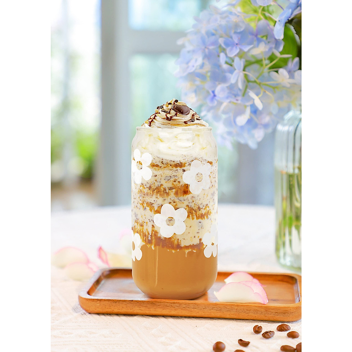 Mason Life Glass Cups with Lids and Straws, 20OZ Glass Cups, Drinking Glasses, Iced Coffee Glasses Cup, Smoothie Cups, Tumbler Glass, Reusable Boba Cup Drinking Glasses -Set of 2