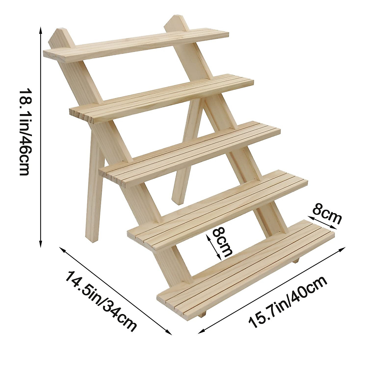 sinyad 101pcs 5-Tier Wood Earring Display Stand, Retail Display Riser Earring, Ring Holder Stand, Removable Countertop Small Merchandise Display Stand with 100 Pcs Earring Card (Wood color)