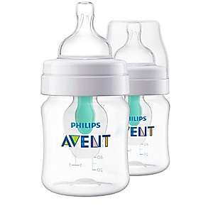 Philips AVENT Anti-Colic Baby Bottle with AirFree Vent 4oz, 2pk, SCF400/24,Clear