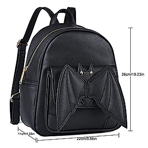 Mini Bat Purse Gothic: Leather Backpack Goth Backpack With Wings Mini Bookbags for Women Satchel Shoulder Daypack Black Fashion, Travel Halloween Goth Bag