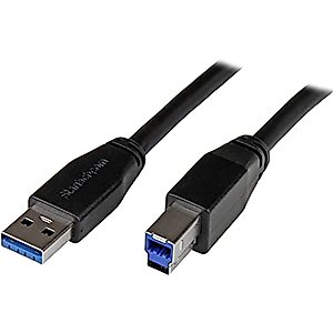 StarTech.com 30ft USB 3.0 (5Gbps) USB-A to USB-B Cable - M/M - Active - USB Type-A to USB Type-B Cable - USB 3.2 Gen1 Cable, TAA (USB3SAB10M)