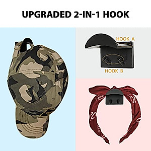 OCSOHO 12 PCS Baseball Caps Hat Racks,Minimalist Adhesive Cap Hat Hooks for Wall Mount,Strong Hold Hat Hangers Organizer,No Drilling,Hat Holder Organizer for Wall,Door,Closet,Office,Bedroom