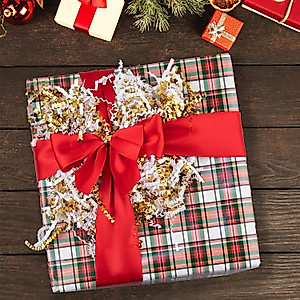 Crinkle Cut Paper Shred Filler (1/2 LB) for Valentine's Day Gifts Craft DIY's Packaging, White & Gold Shredded paper for Gift Box, Wrapping & Basket Filling for Christmas, Halloween & Wedding Decorations (White & Gold）