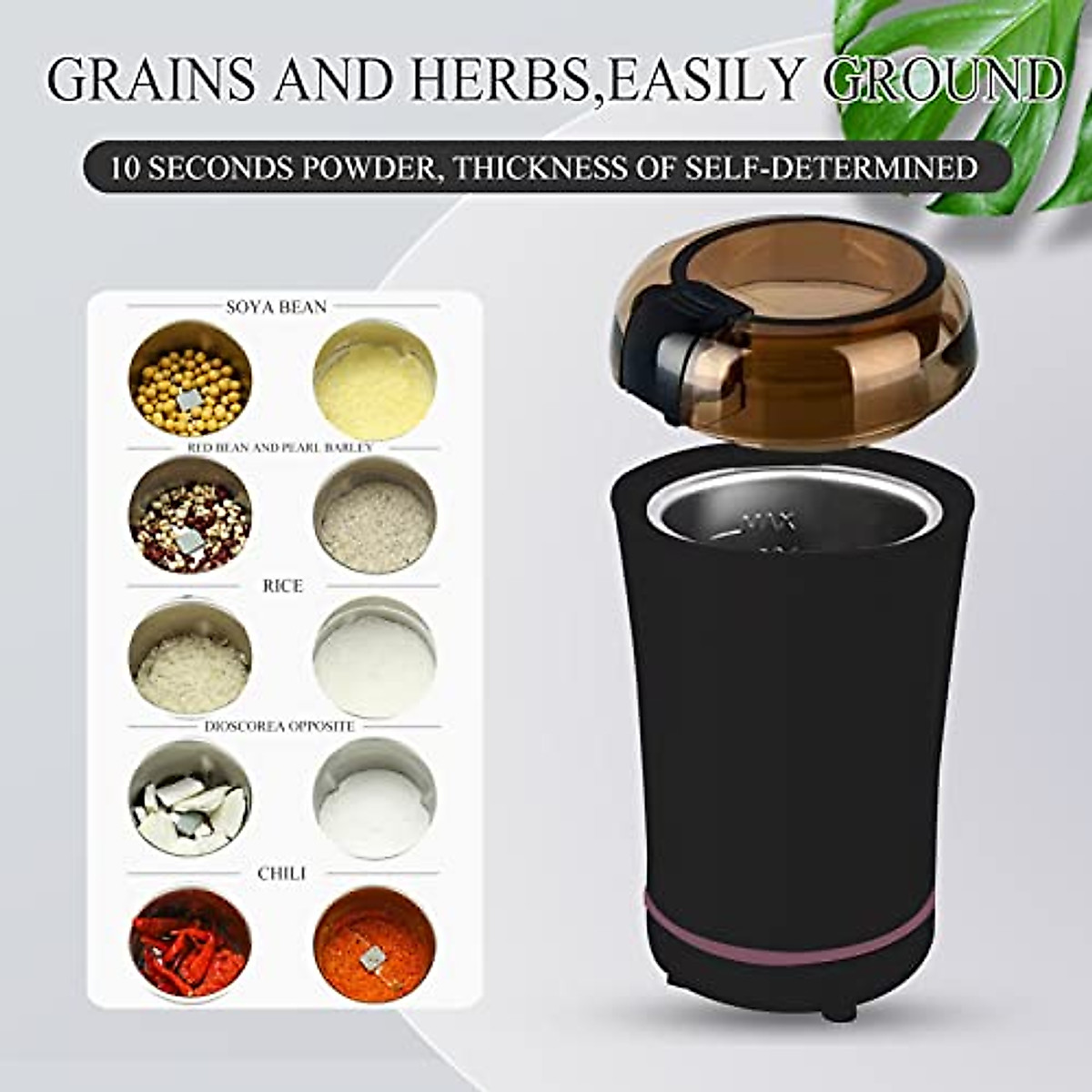 TIKBABA Electric Grinder for Coffee and Nuts,150 Watts Power(Black)