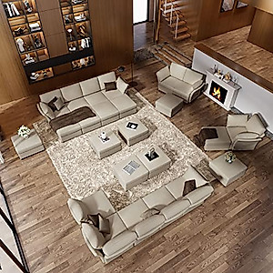 AMERLIFE Sectional Sofa, Modular Sectional Couch with Ottomans- 4 Seat Sofa Couch for Living Room, Convertible U Shaped Couch with Chaise, W57 xD54 xH37 Beige Loveseat