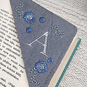 Personalized Hand Embroidered Corner Bookmark, 26 Letters Cute Flower Embroidered Corner Bookmark Embroidery Book Marker Clip for Book Lovers Bookmarks for Reading Lovers Meaningful Gift