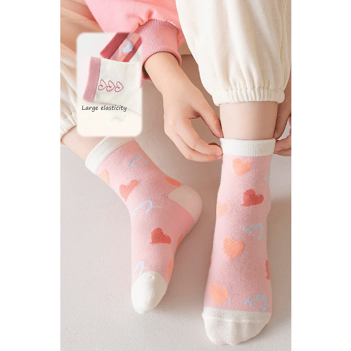 Toptim Kids Girls' Crew Socks Cute Casual Dress Cotton Socks (6-9 Years, 10 Pairs)