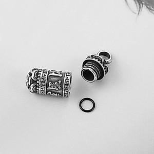 HZMAN Tibetan Buddhism Meditation Stainless Steel Pendant Commemorative Cremation Ashes Pill Cylinder Container Necklace 22+2 Inch Chain (cylindrical)