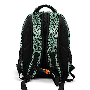 Anneunique Custom Cheerleader Backpack Custom Multifunctional Waterproof Laptop Bag for Travel Gift Leopard Print Green Cheer