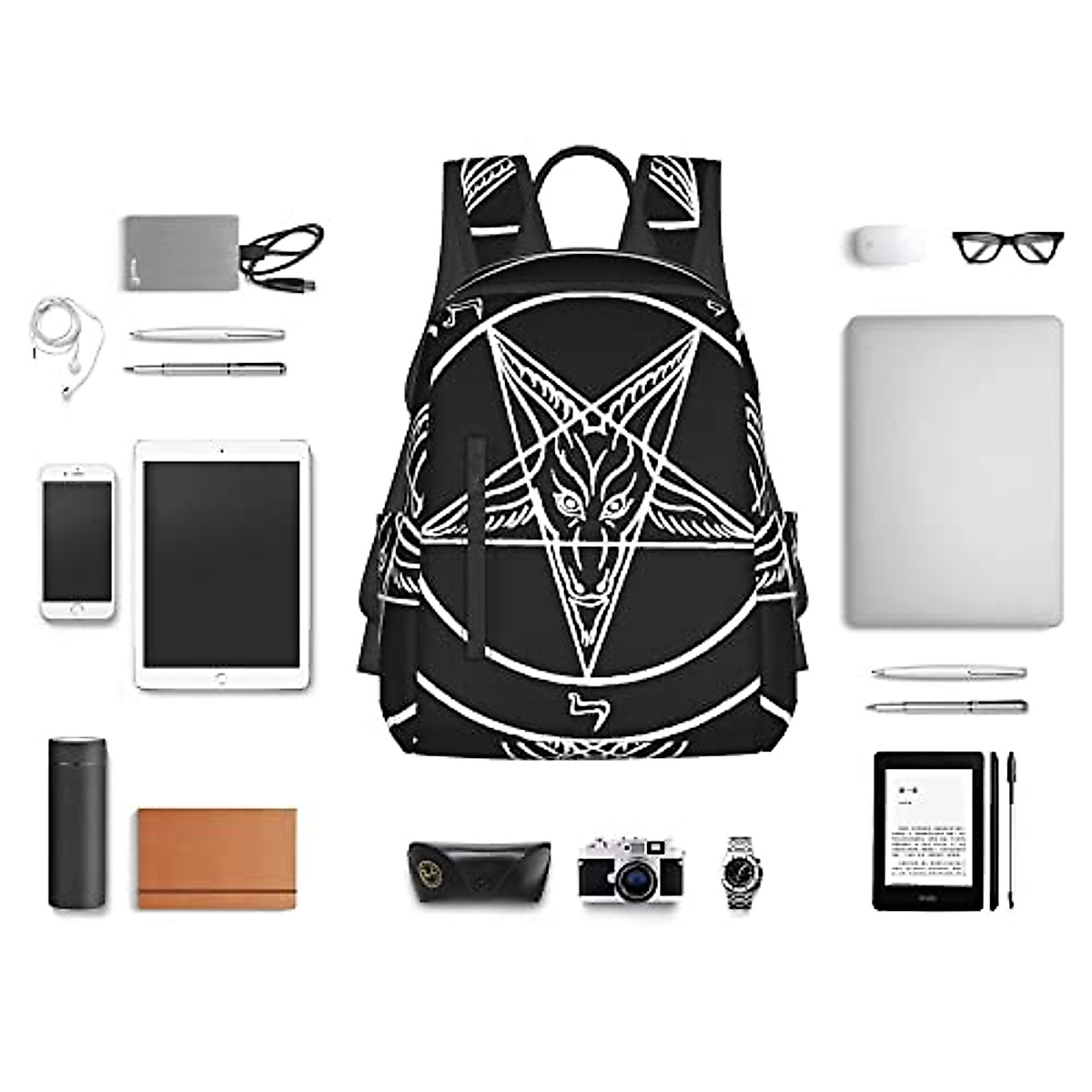 SWEET TANG Azazel Storm Goat Pentagram Satanic Logo black Backpack Students Bookbag Outdoor Daypack with Adjustable Shoulder Straps Multipurpose Backpack