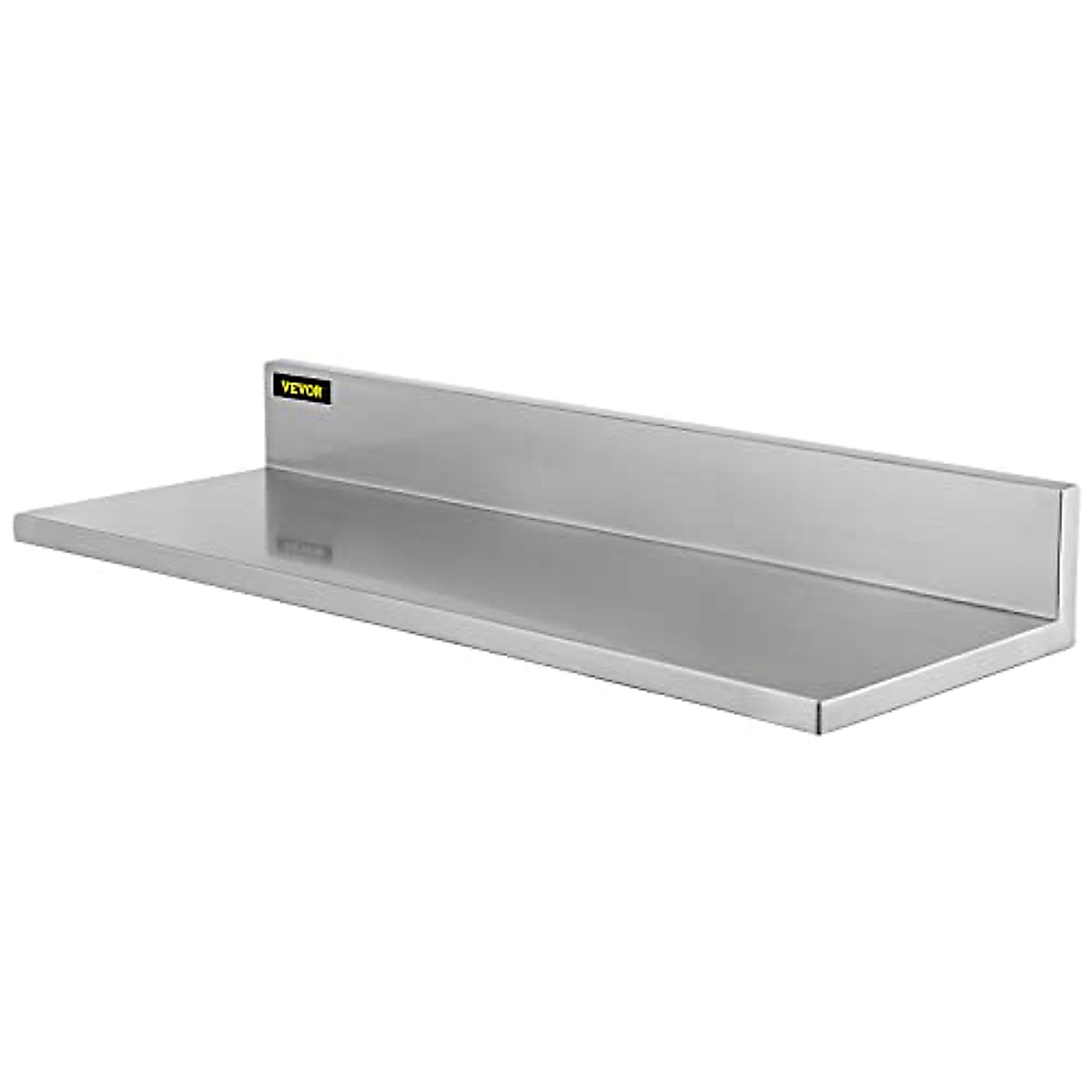 VEVOR Stainless Steel Wall Shelf, 8.6'' x 16'', Max. 44 lbs Load Capacity Heavy-Duty Commercial Wall-Mounted Shelving w/Backsplash for Restaurant, Home, Kitchen, Hotel, Bar, Laundry Room (2 Packs)