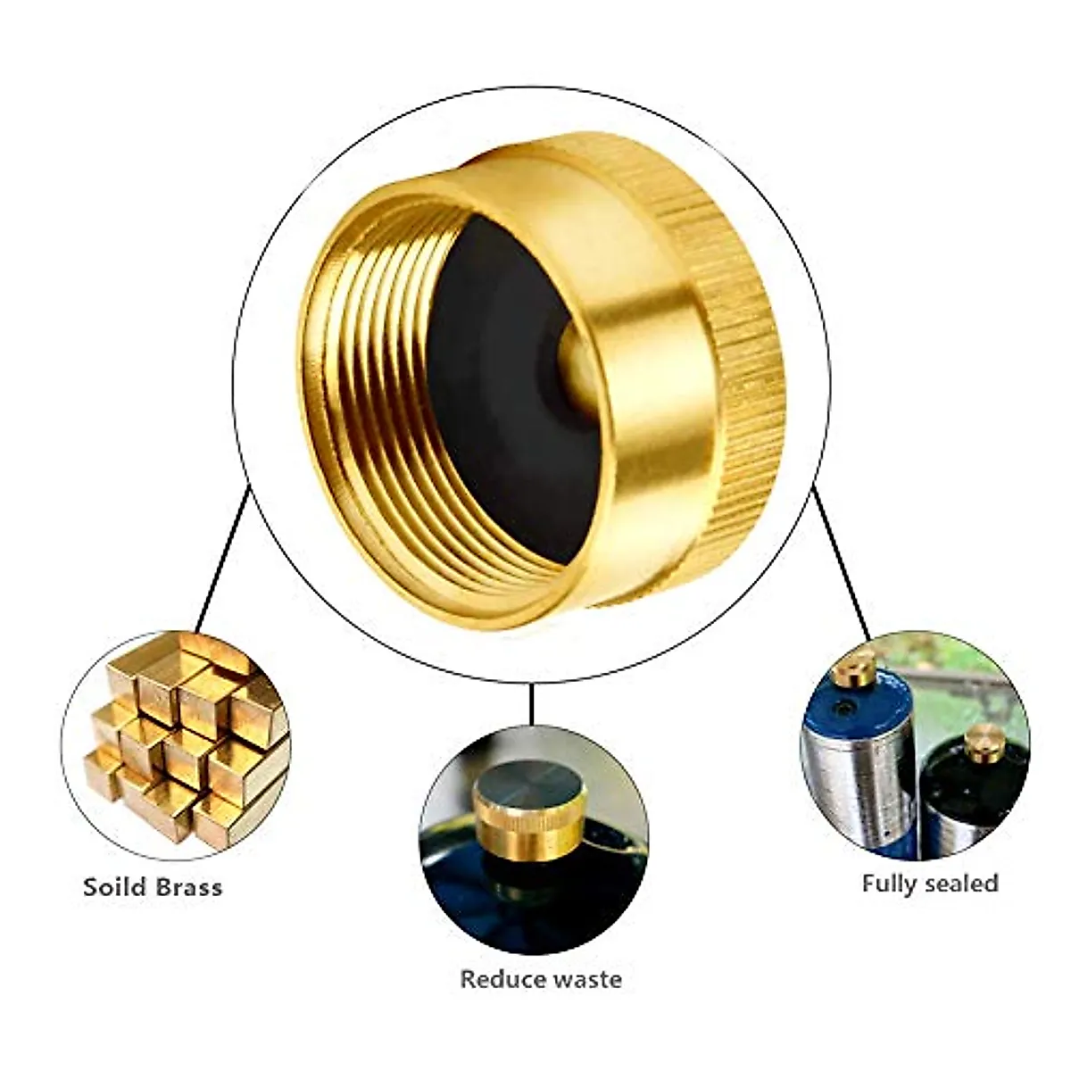 Hooshing 12PCS Solid Brass Refill 1 LB Propane Bottle Cap Gas Tank Cylinder Protect Sealed Cap for Outdoor Camping Stove Cooking BBQ