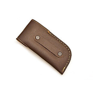 5" Genuine Leather Knife Holster with Belt Buckle – Holding Sheath for Pocket Knives, Folding Knife- Compact Draw EDC Knife Holster Belt – Brown, Camping, Hunting, and Outdoors.