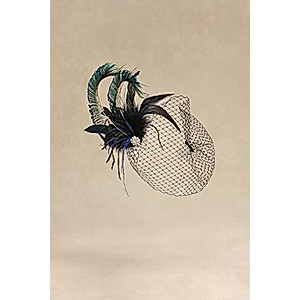 BABEYOND Veil Fascinator Hat for Women Feather Fascinators Hair Clip with Removable Veil Tea Party Hat Bridal Wedding