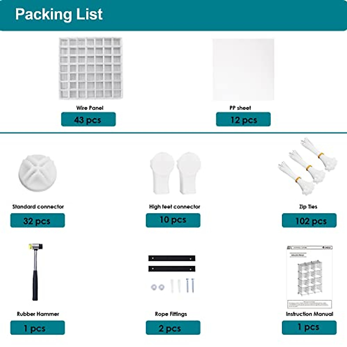 ANWBROAD Wire Cube Storage Organizer 12 Cube Metal Grids Shelves Storage Bins Shelving Stackable Modular Bookshelf Shelf Cubbies Unit Closet Cabinet for Living Room Office White LWT012T