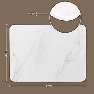 Stone Drying Mat for Kitchen Counter, Super Absorbent, Heat Resistant Dish Drying Mats, Eco-Friendly Diatomaceous Earth Stone Rack Tableware Mat (15.7x11.8 inch, Whtie Marble)