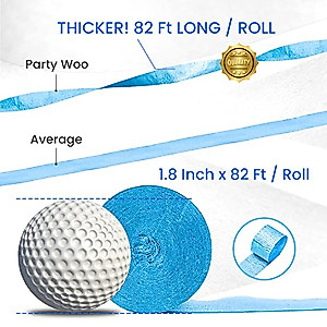 PartyWoo Crepe Paper Streamers 8 Rolls 656ft, Pack of Blue, Pastel Blue, Green, Lime and White Party Streamers for Birthday Decorations, Party Decorations, Wedding Decorations (1.8 Inch x 82 Ft/Roll)
