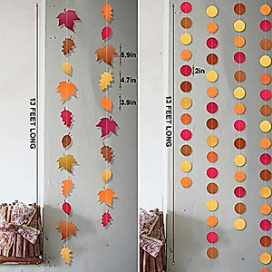Autumn Theme Garland Fall Bunting Banners Autumn Leaf Paper Garland Hanging Streamers Thanksgiving Party Decoration for Baby Shower Kids Room Classroom Showcase Holiday Wedding