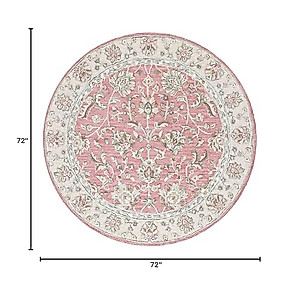 SAFAVIEH Glamour Collection 6' Round Pink / Beige GLM628U Handmade Premium Wool Area Rug