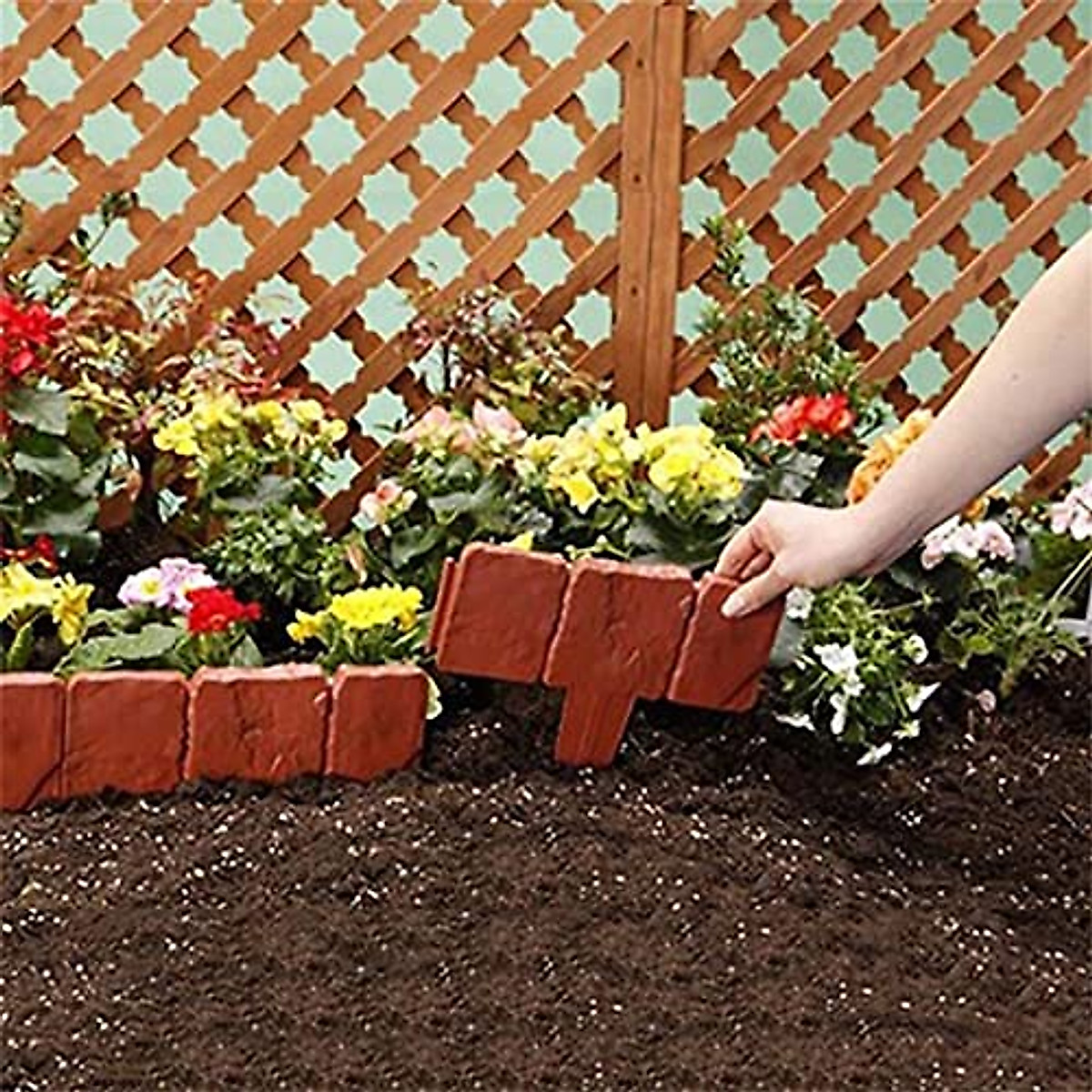 WUDILU 20Pcs Edging Cobbled Stone Fencing Garden Fence Effect Plastic Lawn Plant Border Decorations