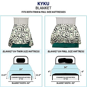KYKU Money Blanket Throw Funny 100 Dollar Bill Cash Us Cute Things Family Novelty Cool Stuff for Teen Girls, Boys, Women, Men, Students, Gamer, Anyone, Fun Friends Birthday Gifts (Green, 60" × 80")
