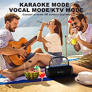 Bluetooth Speaker Portable Waterproof Speakers, Wireless Microphone IPX7 60W RGB Light Bass Stereo Sound for Outdoor, Small & Big Home Party Speaker