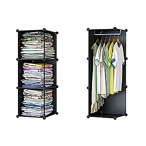 DWLOMHE Portable Wardrobe, Plastic Storage Organizer 12 Cubes Closet,Modular Plastic Wardrobe for Space Saving