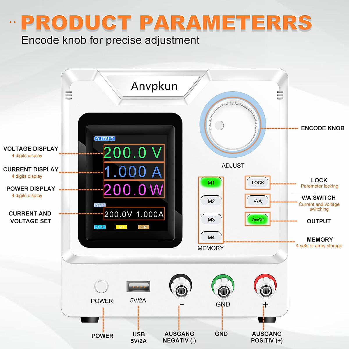 0~200V 0~1A Ac/dc Adjustable Lab Power Supply Adjustable DC Regulated Switching Power Supply Variable Adjustable Laboratory Desktop Power Supply (0-200V 0-1A)