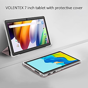 VOLENTEX 7 Inch Tablet, Quad Core Android OS, 32GB ROM, WiFi 6, Bluetooth, Dual Camera, USB C Tablet PC, 7" Touch Screen IPS Full HD Display Android Tablet (Pink)