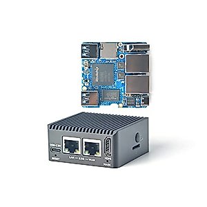 youyeetoo NanoPi R5C Mini Router with Metal Case, RK3568 Development Board, 4GB LPDDR4X 32GB eMMC, 0.8TOPS NPU, Support OpenWrt Docker, Two Ethernet Ports, M.2, HDMI 2.0 (Without M.2 Wi-Fi Module)