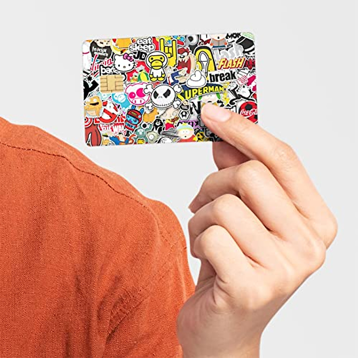 HK Studio Card Skin Sticker Bomb for EBT, Transportation, Key, Debit, Credit Card Skin - Covering Personalizing Bank Card - No Bubble, Slim, Waterproof, Digital-Printed