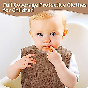 4 Pcs Full Coverage Baby Bib Absorbent Cotton Terry Towel Bib Terry Toddler Bibs with Ribbed Neck and Snap Button Baby Feeding Bibs for Boys Girls