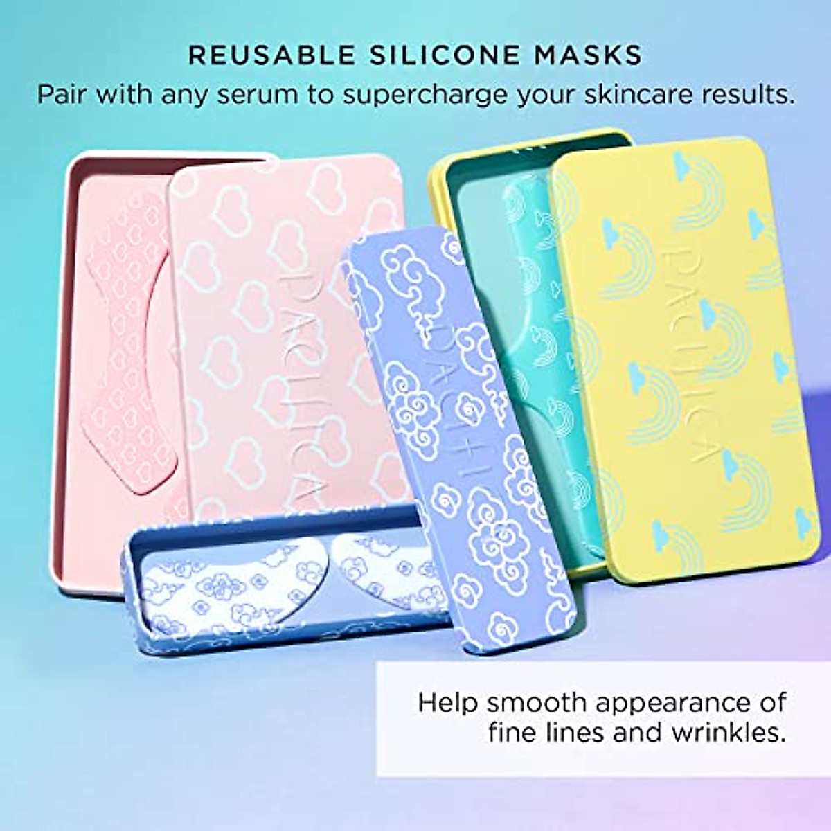 Pacifica Beauty | Reusable Undereye Mask | Silicone Mask | Vacuum Seal & Lifting Effect | Minimize Fine Lines + Wrinkles | Pair with Serum | Storage Tin Included | Vegan + Cruelty Free