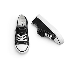 ANTLULU Boys and Girls Canvas Kid Shoes Adjustable Design Fashion Casual Sneakers Black