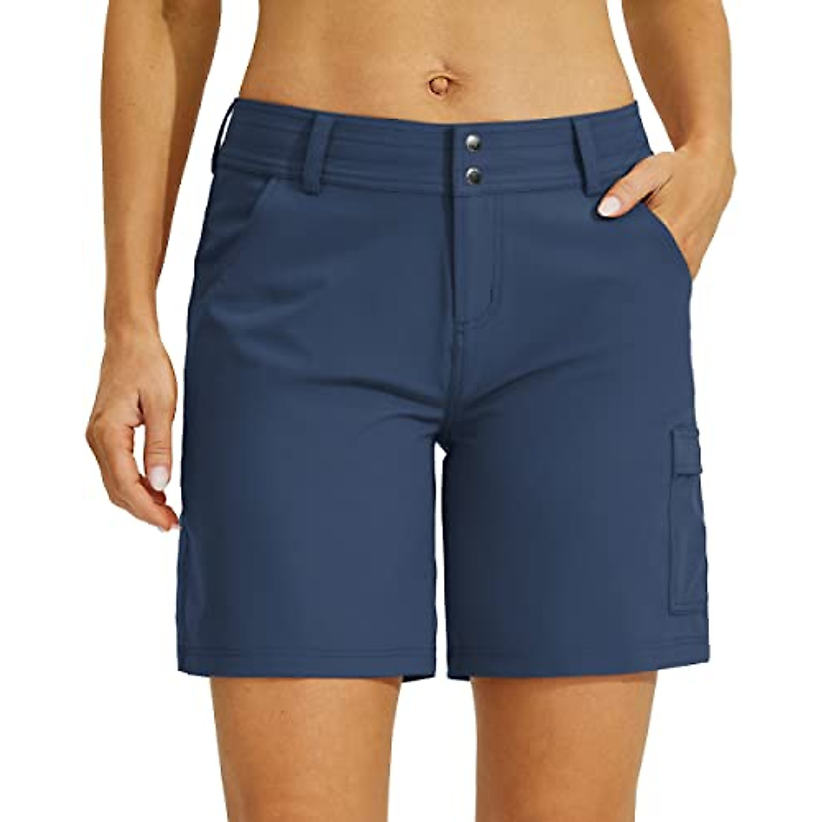 Willit Women's Golf Hiking Shorts Cargo Quick Dry Athletic Shorts Casual Summer Shorts with Pockets 7" Navy Blue 6