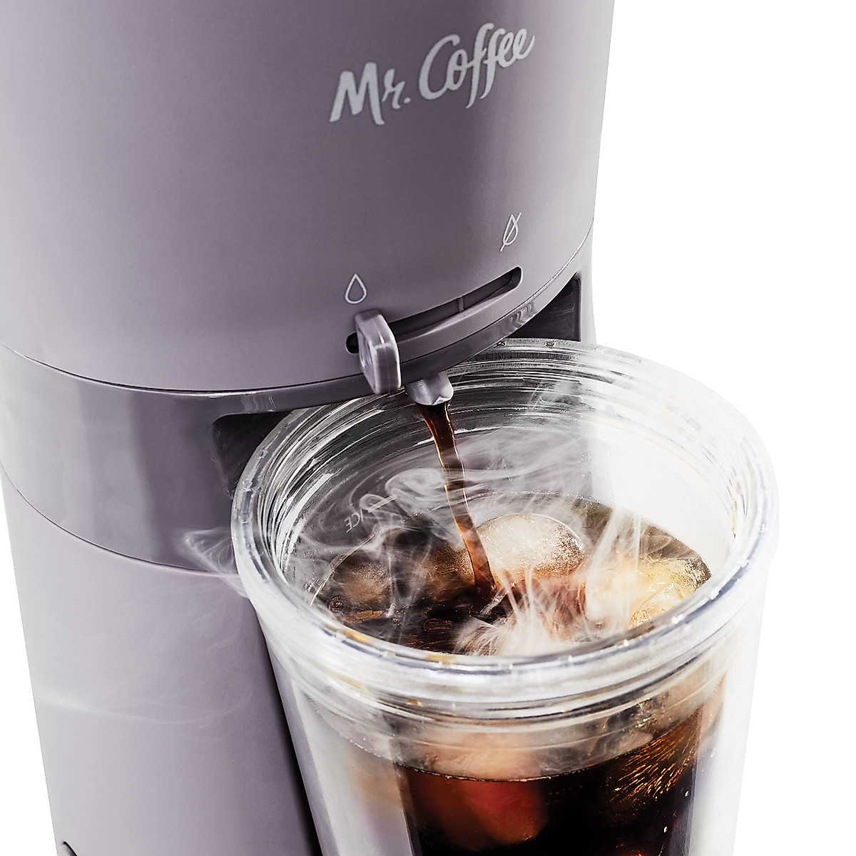 Mr. Coffee Iced Coffee Maker, Single Serve Machine with 22-Ounce Tumbler and Reusable Coffee Filter, Lavender