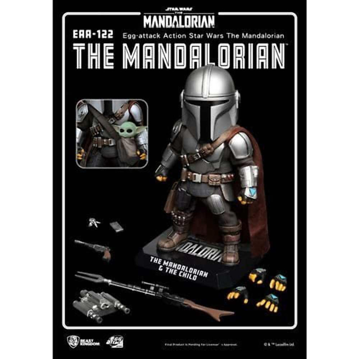 Beast Kingdom Star Wars: The Mandalorian: The Mandalorian EAA-122 Egg Attack Action Figure, Multicolor