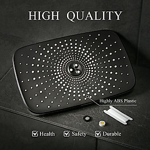 Veken 12 inch Rain Shower Head Rectangle- Wide Coverage Rainfall Style Water Spray - Adjustable Showerhead with Anti-Clog Nozzles - High Pressure Rain Fall for Soothing Sensation - Chrome Black