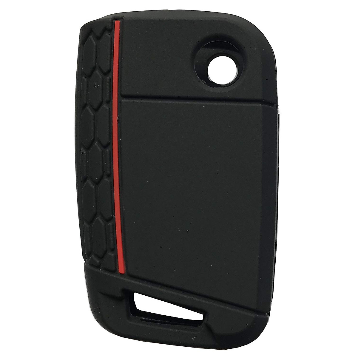 Horande 4 Button Silicone Protector Key Fob Cover Case fit for VW 2016-2017 Golf Polo GTI 2018 2019 Tiguan Keyless Entry Key Fob (Black 2)