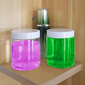 KEILEOHO 24 PCS 8 OZ Slime Containers with White Lids, Clear Plastic Slime Storage Containers, BPA Free, Wide-Mouth Plastic Jars for Food Storage, Beauty Products