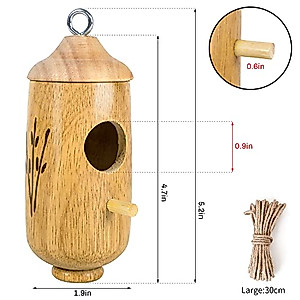Humming Bird Houses for Outside Hanging Wooden Hummingbird Nest for Garden 3Pack