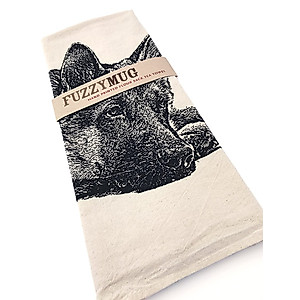 German Shepherd Tea Towel in Black - Hand Printed Flour Sack Tea Towel, Dish Towel, Kitchen Towel