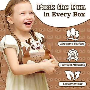 24 Pack Woodland Animals Party Favors Boxes - Forest Theme Goodie Bags for Kids, Perfect for Baby Shower, Woodland Birthday Party Decorations & Supplies, 6x3x3.5 Inches