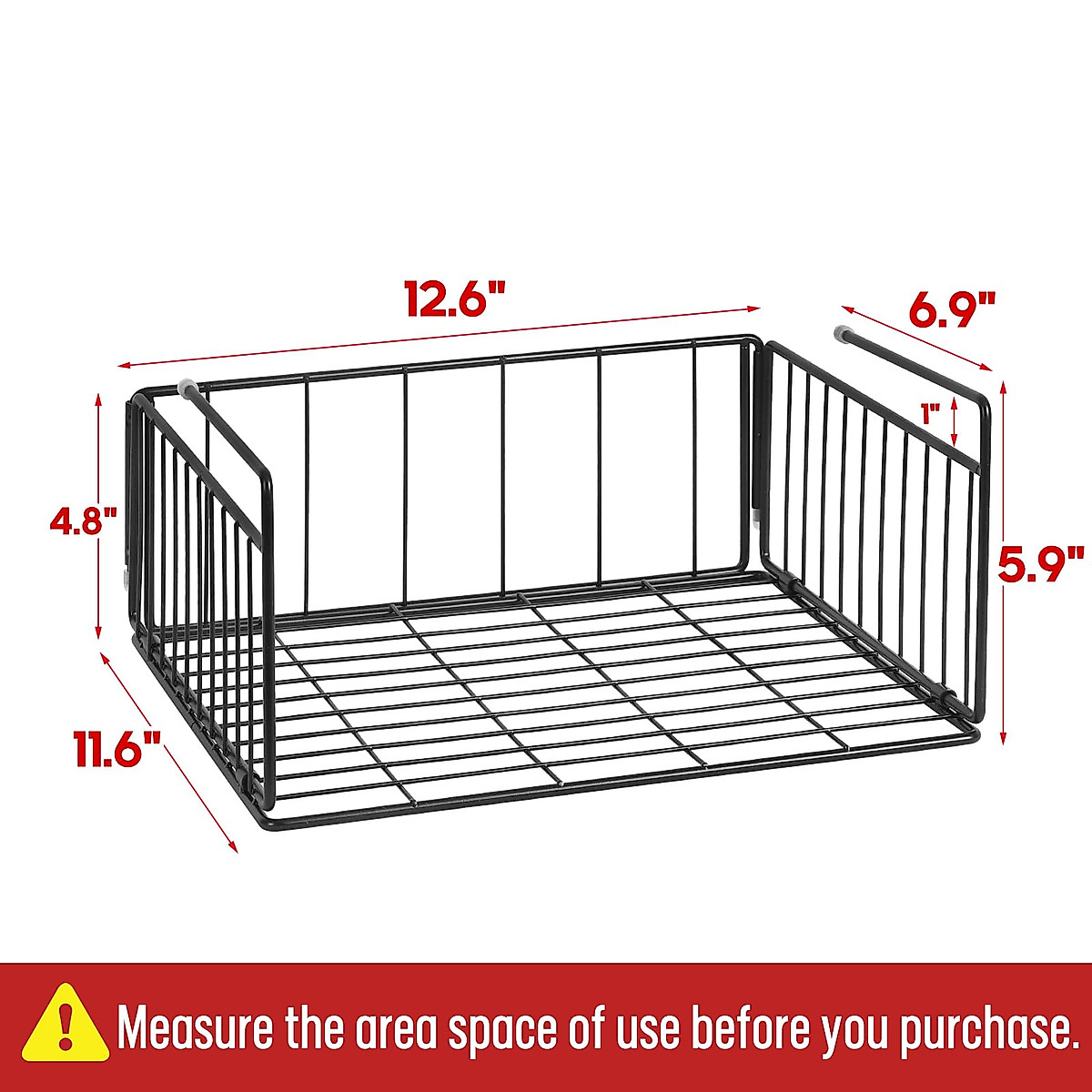 SUFAUY 2-Pack Under Cabinet Shelf Basket Organizer, Metal Wire Rack Hanging Storage Baskets Holds up to 22lbs for Kitchen Pantry or Refrigerator, Silver